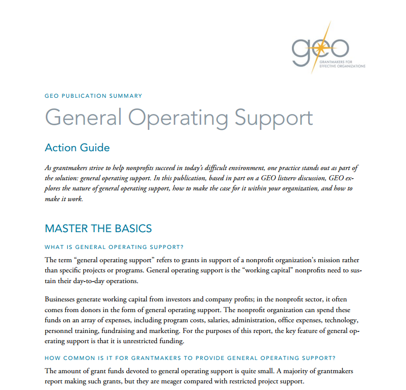 Executive Summary: General Operating Support - GEO