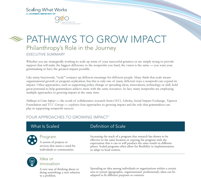 Executive Summary: Pathways to Grow Impact - GEO