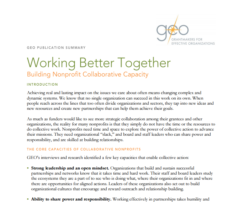 Executive Summary: Working Better Together - GEO