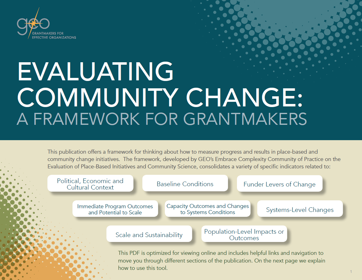 Evaluating Community Change: A Framework for Grantmakers - GEO