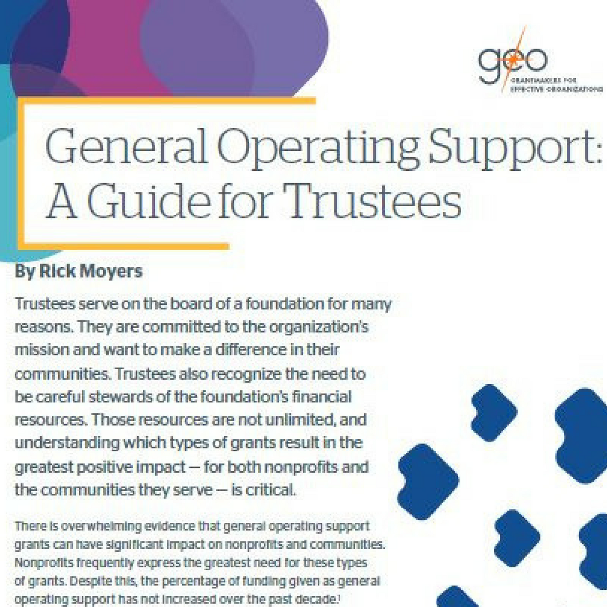 General Operating Support: A Guide for Trustees - GEO